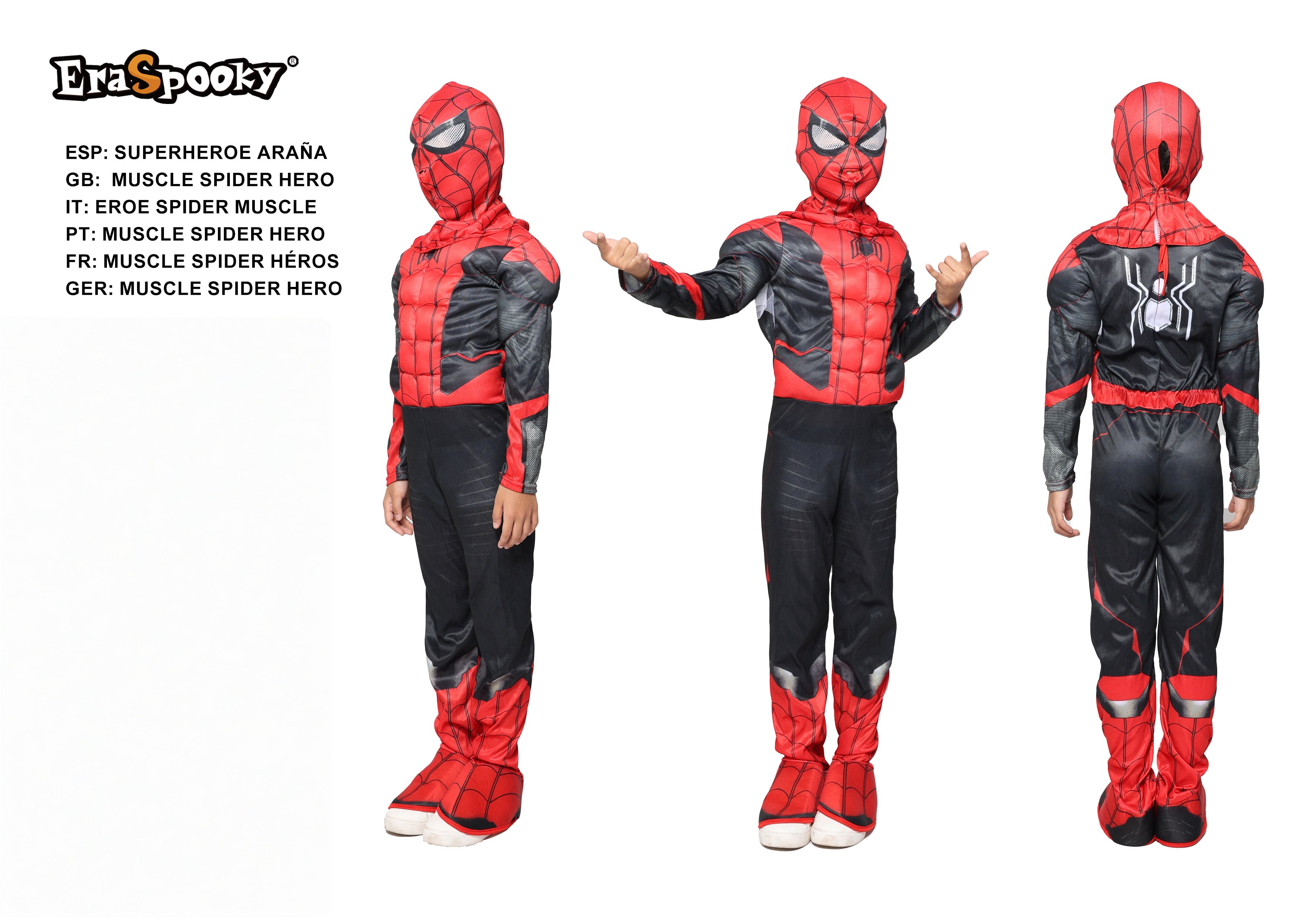 Traje Infantil Héroe Araña Musculoso – Agilidad que trepa muros – EraSpooky
